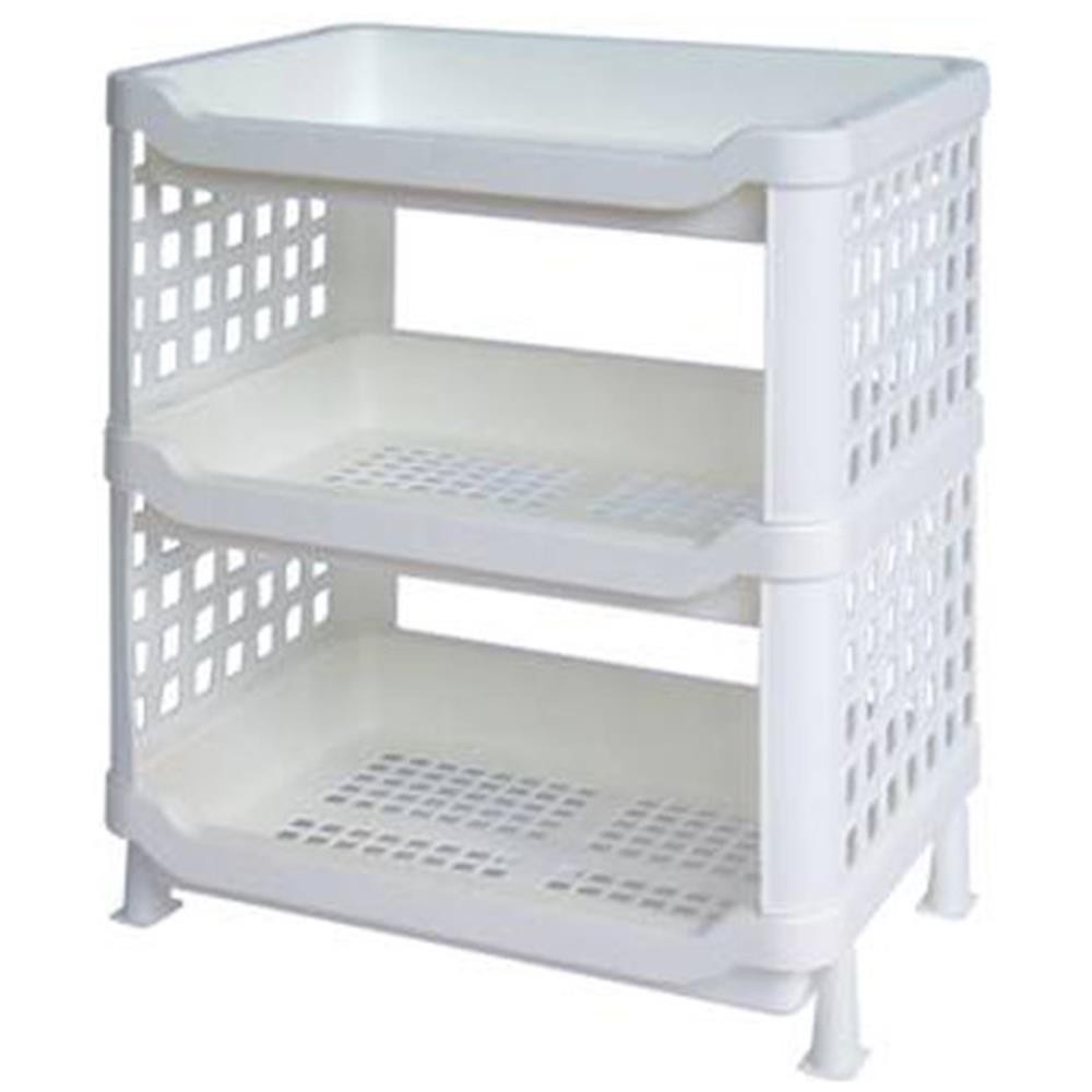 3-TIER PLASTIC STORAGE SHELF MICRON WARE 5883 WHITE