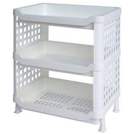 3-TIER PLASTIC STORAGE SHELF MICRON WARE 5883 WHITE