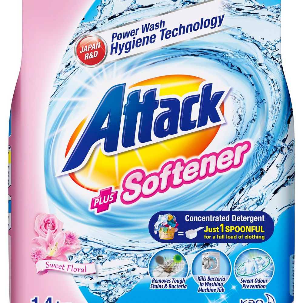 ATTACK POWDER DETERGENT PLUS SOFTENER 1.4KG SWEET FLORAL