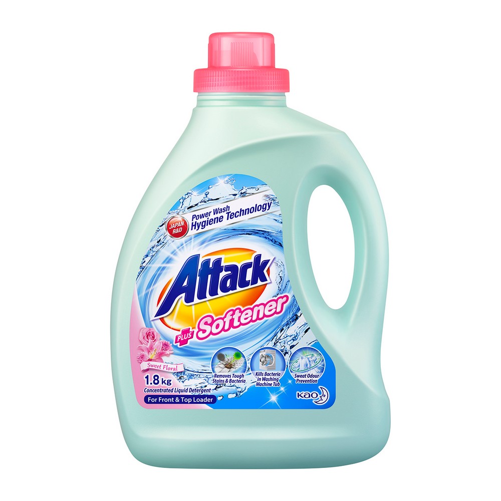 ATTACK LIQUID DETERGENT PLUS SOFTENER 1.8KG SWEET FLORAL