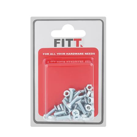MACHINE SCREW WITH NUT JF FITT 4X15MM 25PCS