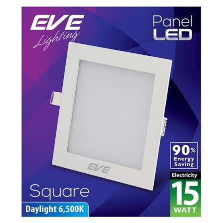ดาวน์ไลท์ EVE PANEL SQUARE LED 15 วัตต์ DAYLIGHT 7.5 นิ้ว เหลี่ยม สีขาว