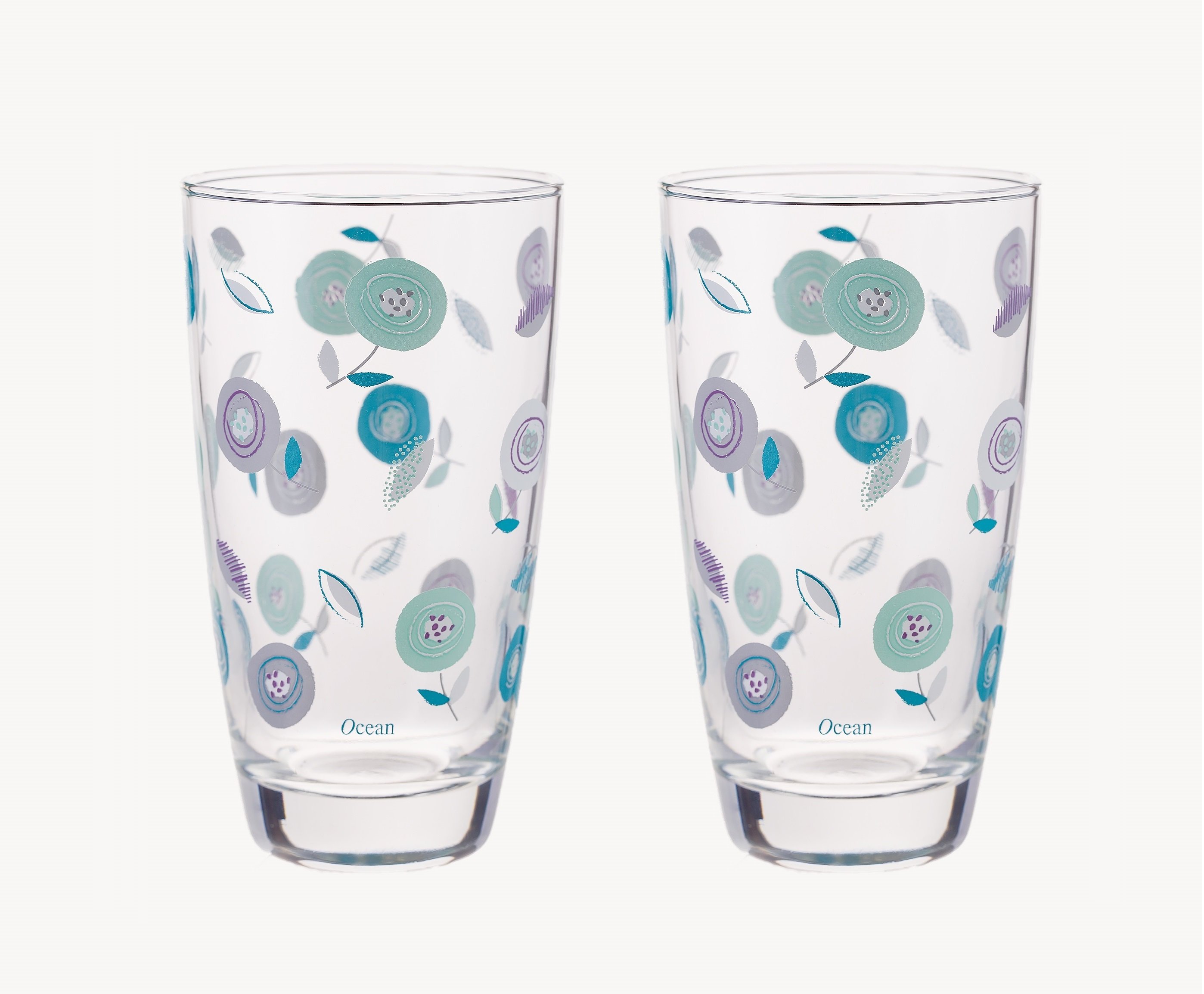 TUMBLE GLASS 340 ml. OCEAN GREEN FLORA