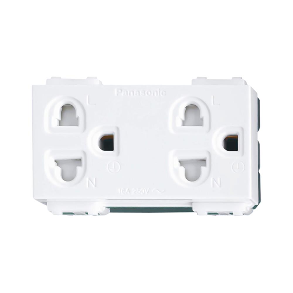 DOUBLE SOCKETS WITH SAFETY SHUTTER PANASONIC WEG15829 3 PIN WHITE