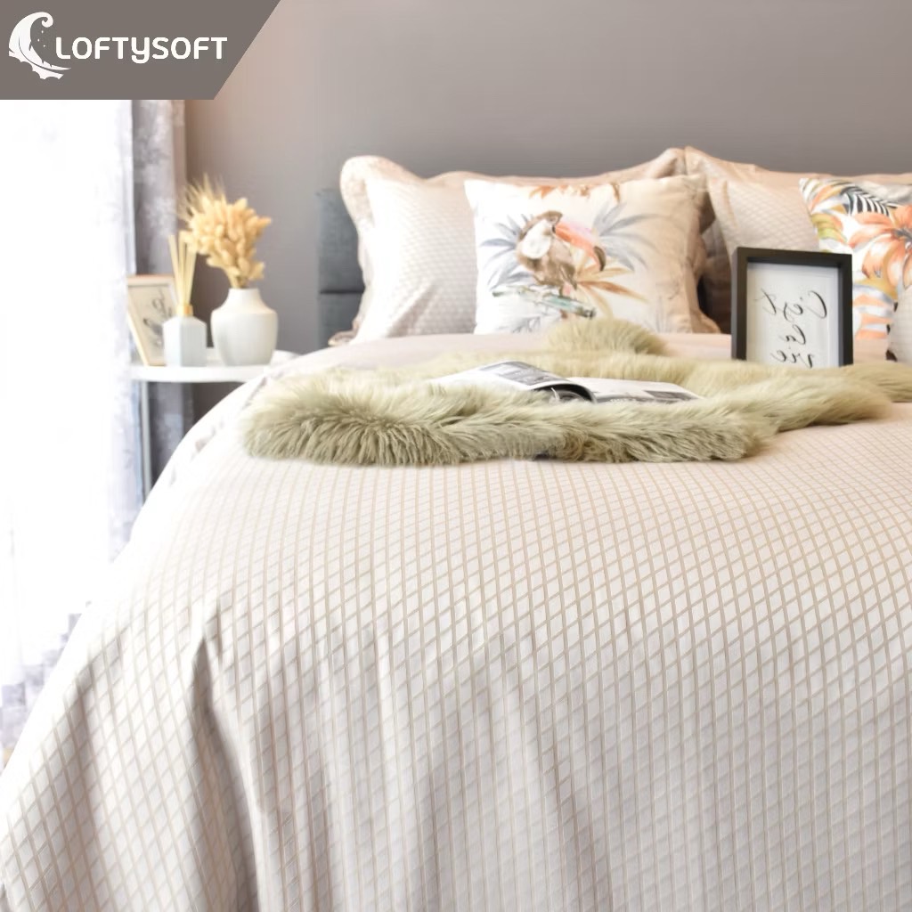 ชุดผ้าปูที่นอน 6 ฟุต 4 ชิ้น LOFTYSOFT Diamond Collection - Autumn Beige SET B