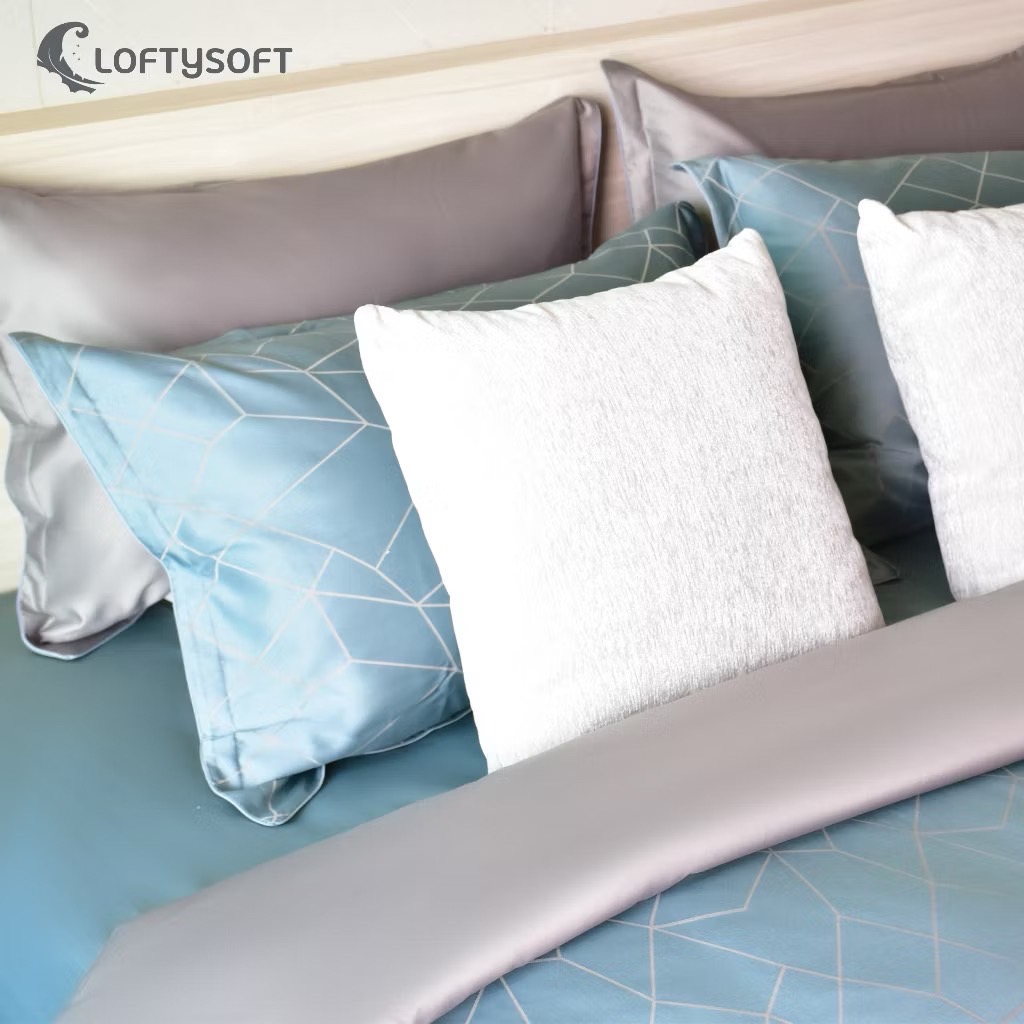 ชุดผ้าปูที่นอน 6 ฟุต 3 ชิ้น LOFTYSOFT Crystal Collection - Morning Grey SET A
