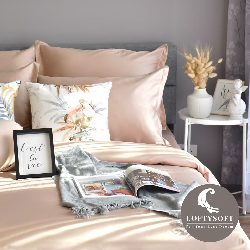 ชุดผ้าปูที่นอน 5 ฟุต 3 ชิ้น LOFTYSOFT Elegance Collection - Champagne Gold SET A