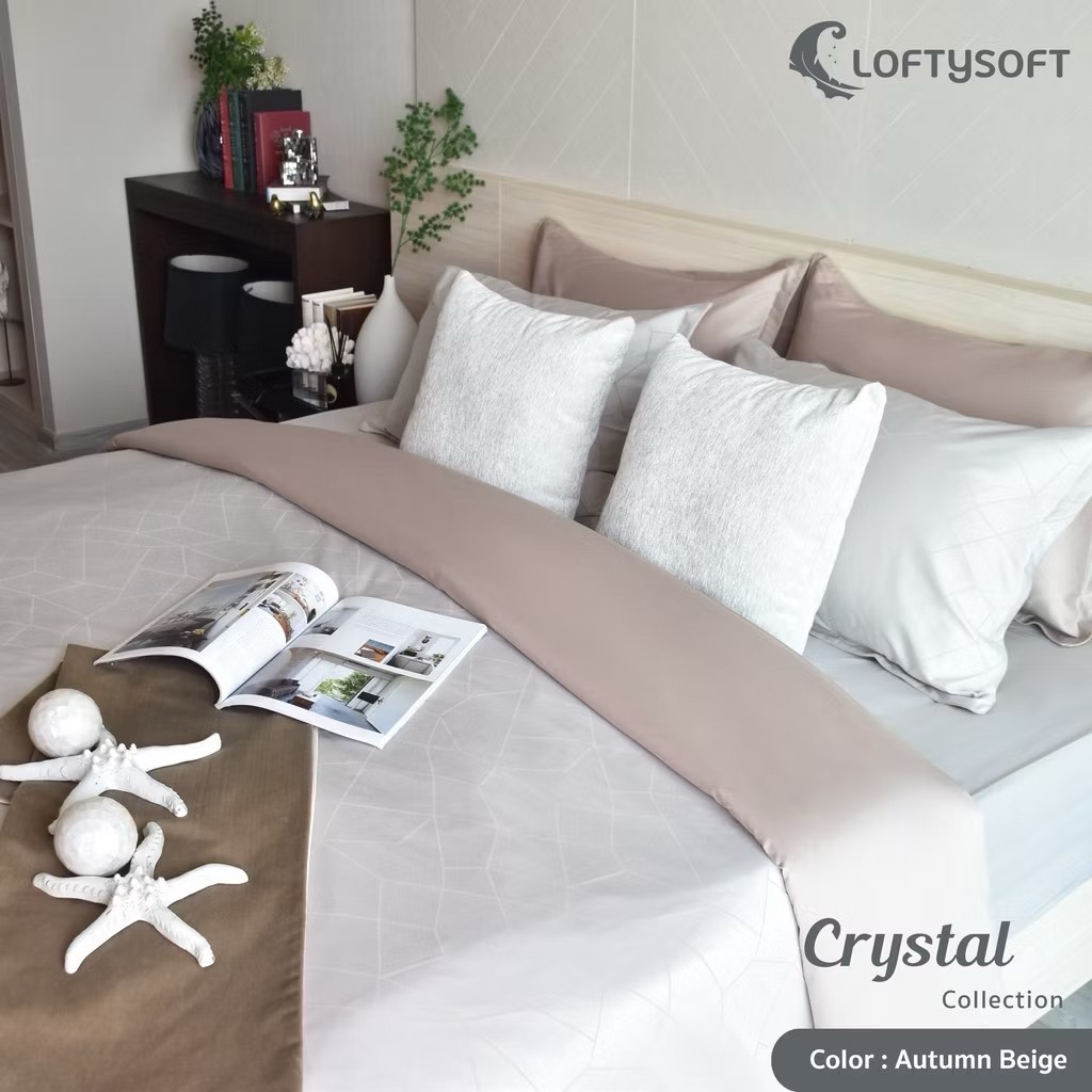 ชุดผ้าปูที่นอน 3.5 ฟุต 3 ชิ้น LOFTYSOFT Crystal Collection - Autumn Beige SET B
