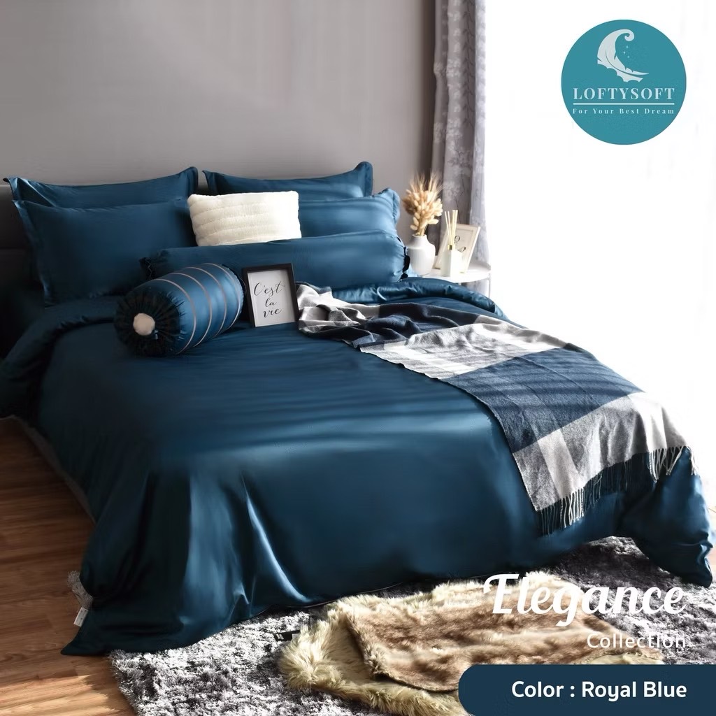 ชุดผ้าปูที่นอน 6 ฟุต 3 ชิ้น LOFTYSOFT Elegance Collection - Royal Blue ...