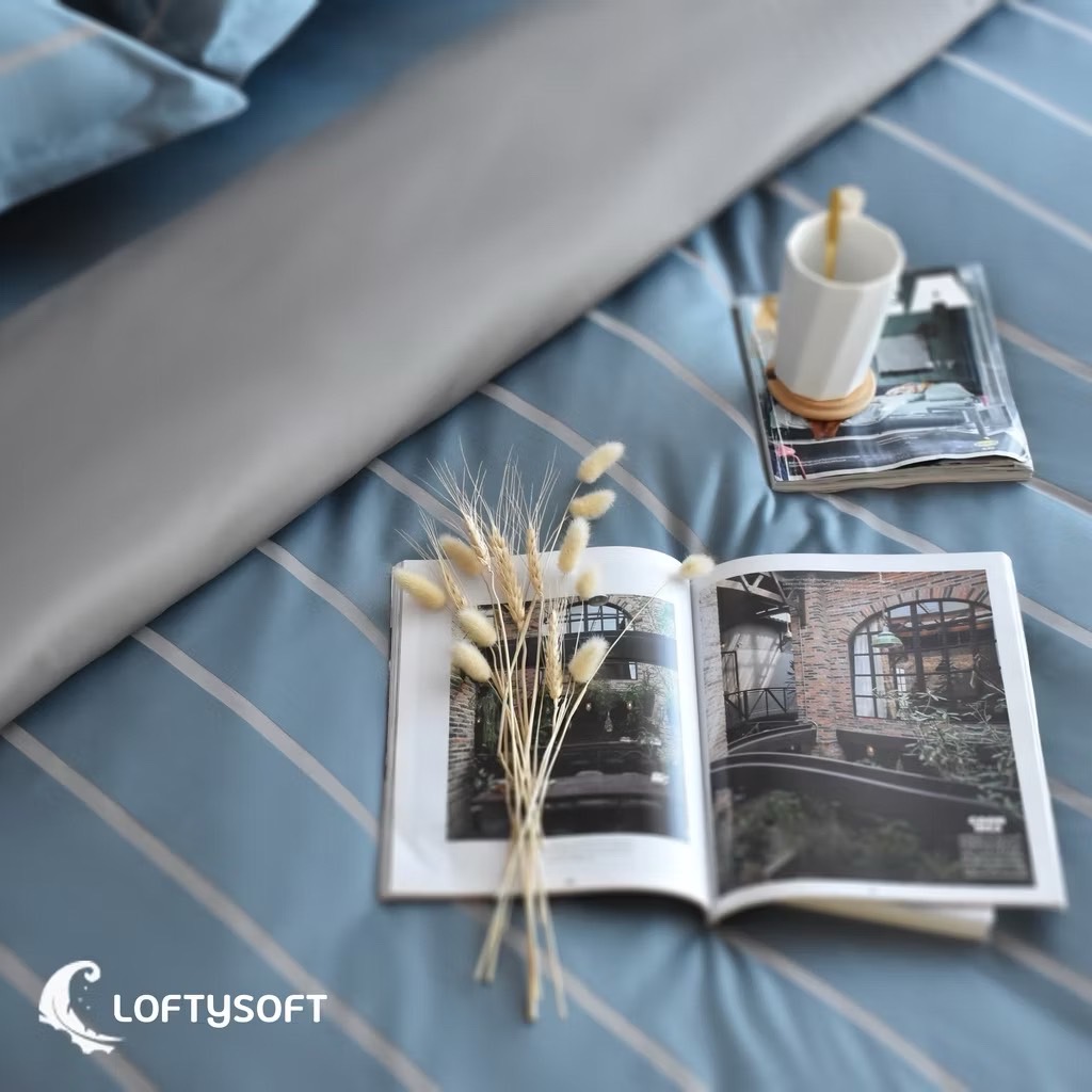 ชุดผ้าปูที่นอน 5 ฟุต 4 ชิ้น LOFTYSOFT Charisma Collection - Morning Grey SET B