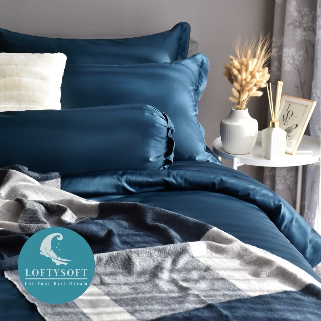 ชุดผ้าปูที่นอน 6 ฟุต 3 ชิ้น LOFTYSOFT Elegance Collection - Royal Blue SET A