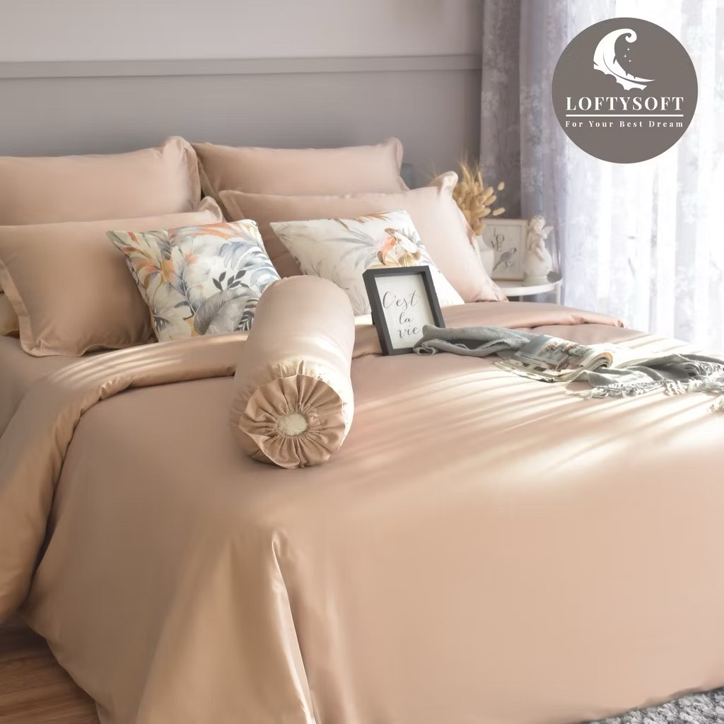 ชุดผ้าปูที่นอน 6 ฟุต 3 ชิ้น LOFTYSOFT Elegance Collection - Champagne Gold SET A