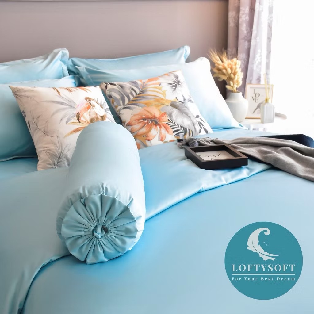 ชุดผ้าปูที่นอน 5 ฟุต 5 ชิ้น LOFTYSOFT Elegance Collection - Arctic Blue SET D