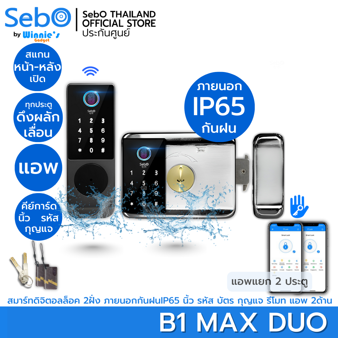 กลอนประตูสมาร์ทดิจิตอลล็อค SebO JIDOOR B1 MAX DUO