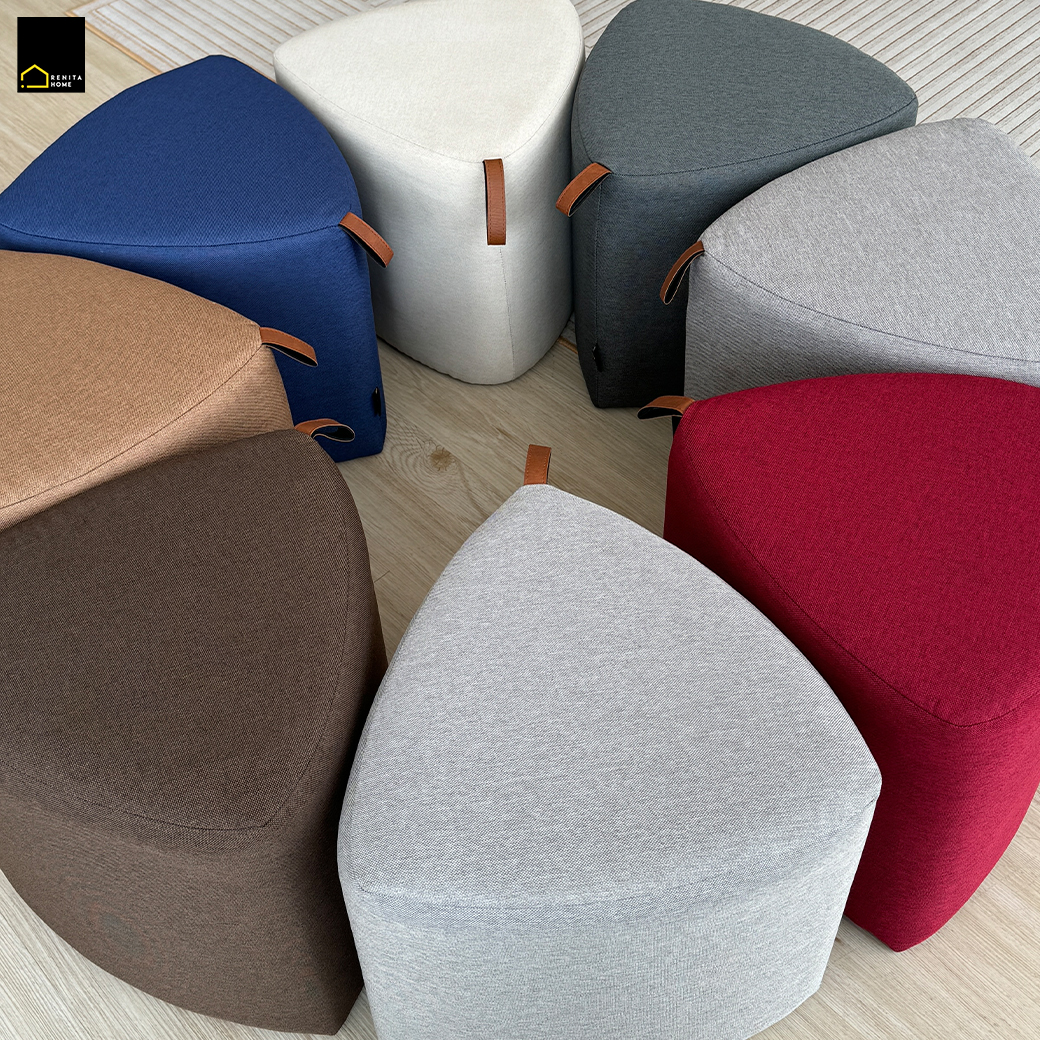 สตูลทรงสามเหลี่ยม RENITA HOME PEBBLE STOOL สีน้ำตาล 40x40ซม.