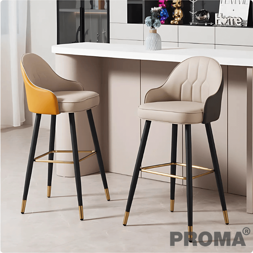 [Pre-order] เก้าอี้บาร์ทรงสูง สไตล์โมเดิร์น Proma-C-62 75 ซม. สีส้ม/ครีม