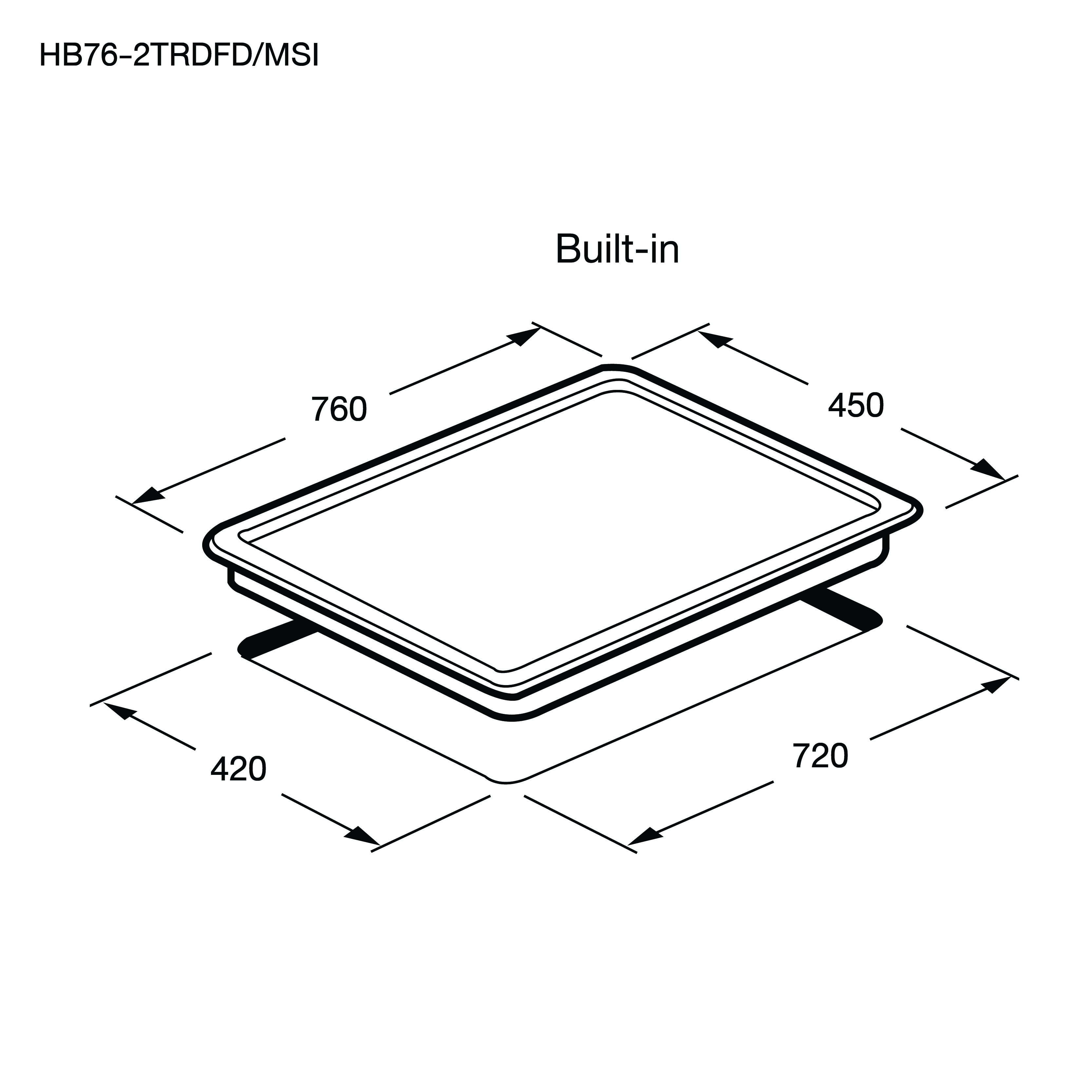 เตาแก๊สฝัง 4 หัว ฐานกระจกนิรภัย EVE HB76-2TRDFD/MSI 76 ซม. สีเงินสแตนเลส