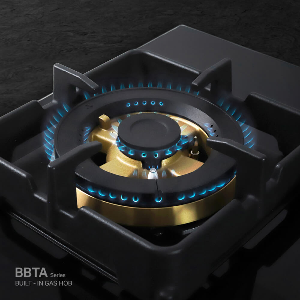 เตาฝังแก๊ส 2 หัว ฐานกระจกนิรภัย EVE HB78-2BBTA/BG 78 ซม. สีดำ