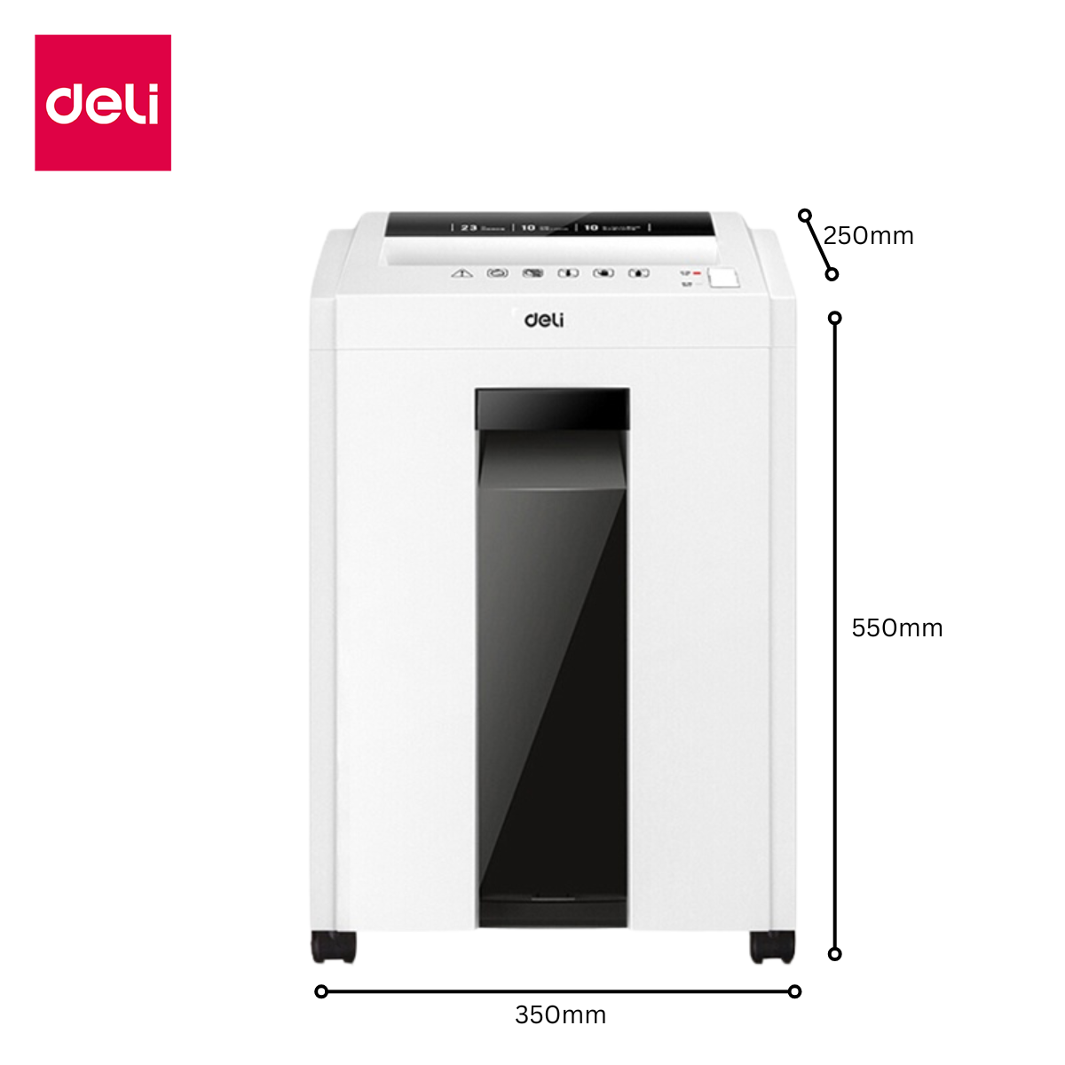 เครื่องทำลายเอกสารอัตโนมัติ 23ลิตร Deli E9952-WH-01 สีขาว