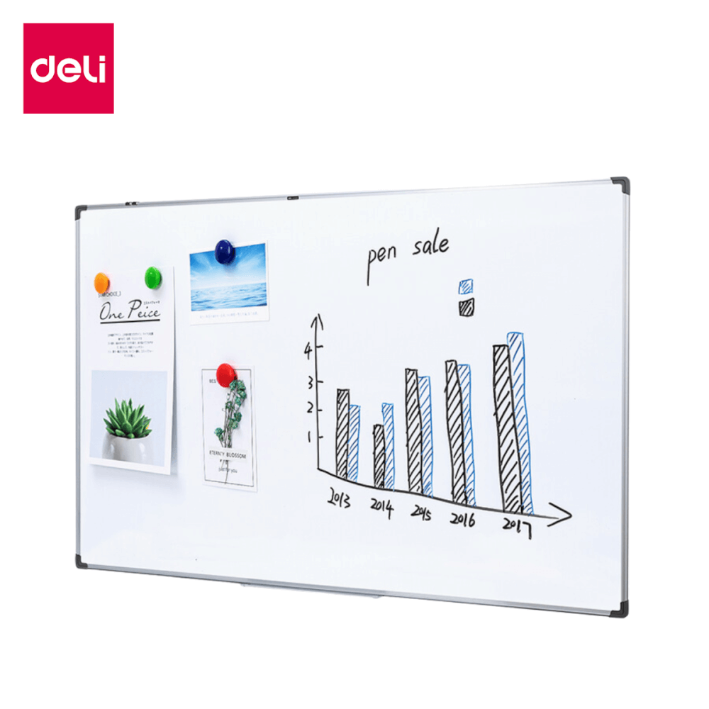 กระดานไวท์บอร์ด DELI E39034A-SL-01 ขนาด 90 X 120 CM