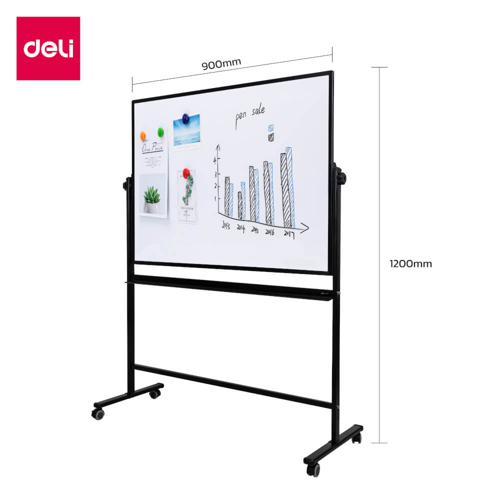 กระดานไวท์บอร์ด DELI E7882-SL-01 ขนาด 90 X 120 CM