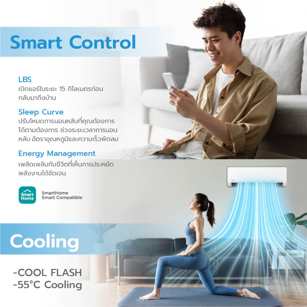 แอร์ผนัง Midea NUMEN SERIES 12000 บีทียู อินเวอร์เตอร์ (ไม่รวมติดตั้ง)