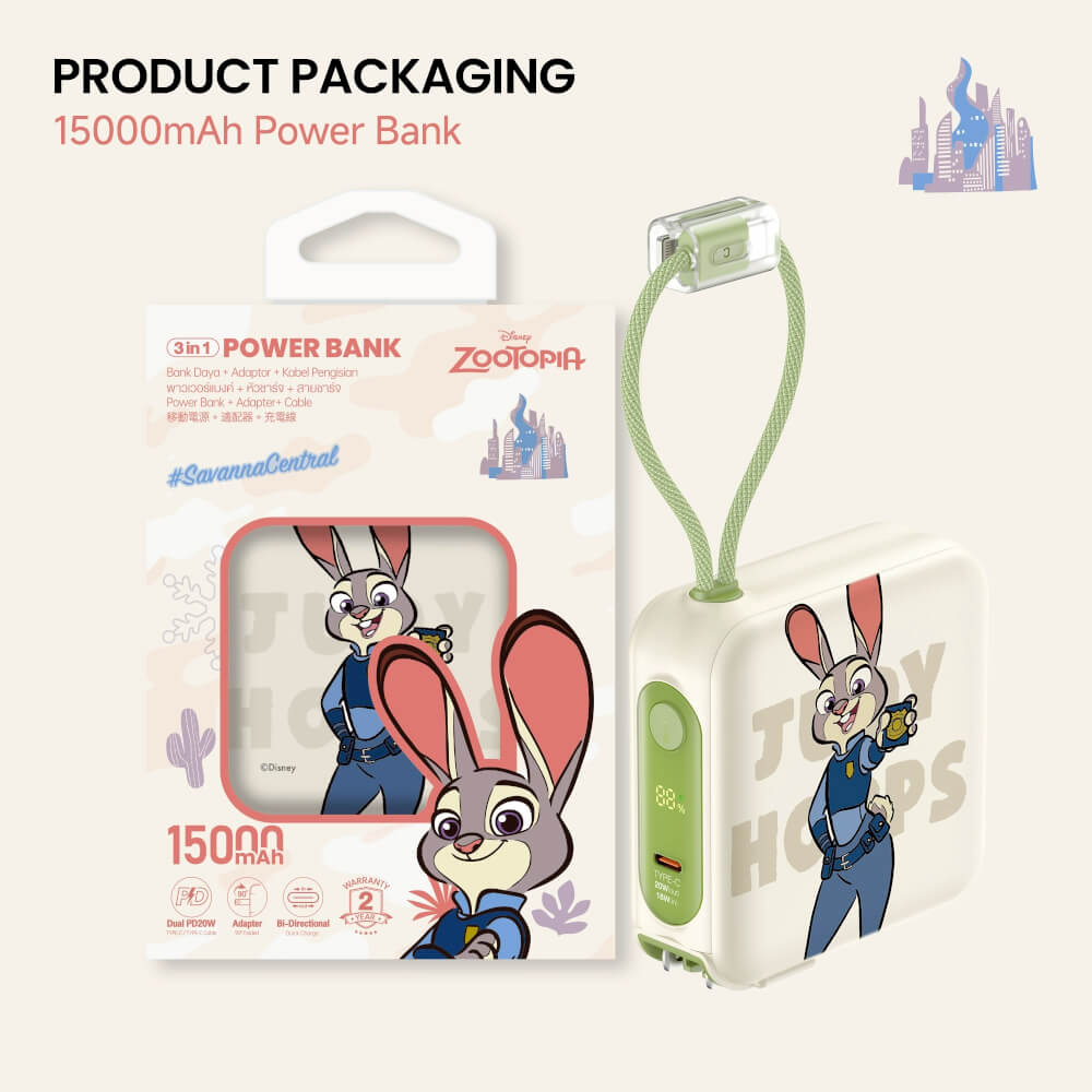 แบตเตอรี่สำรอง VEGER W1514 (VPC15-02PD-PROJ1) ความจุ 15,000 MAH ลายจูดี ...