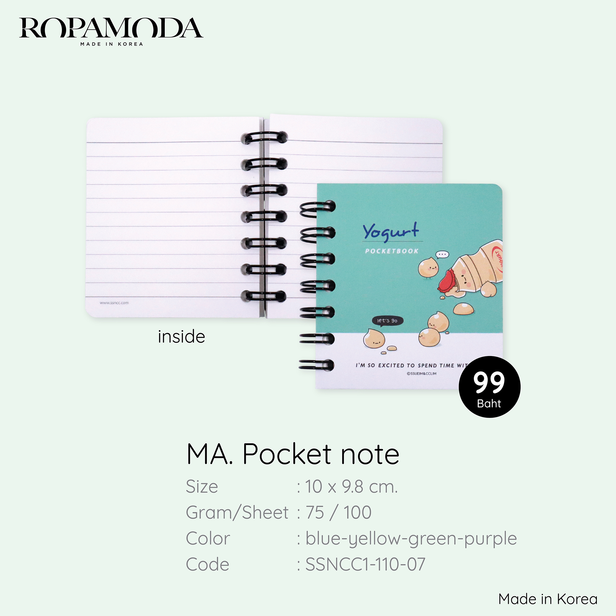 สมุด ROPAMODA MA.POCKET NOTE สีเขียว