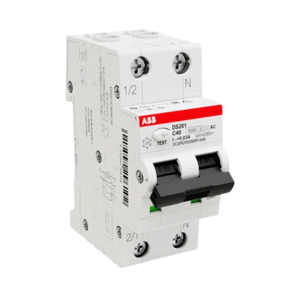 เบรกเกอร์กันดูด RCBO 25A 1 POLE + NEUTRAL 6KA TYPE AC ABB รุ่น DS201 C6 ...