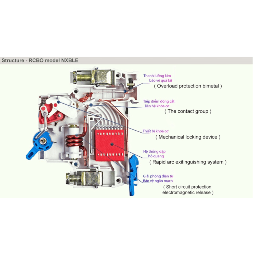 เบรคเกอร์กันดูด 40 แอมป์ 2 โพล 30MA 10KA CHINT RCBO NXBLE-63H 2P C40 ...