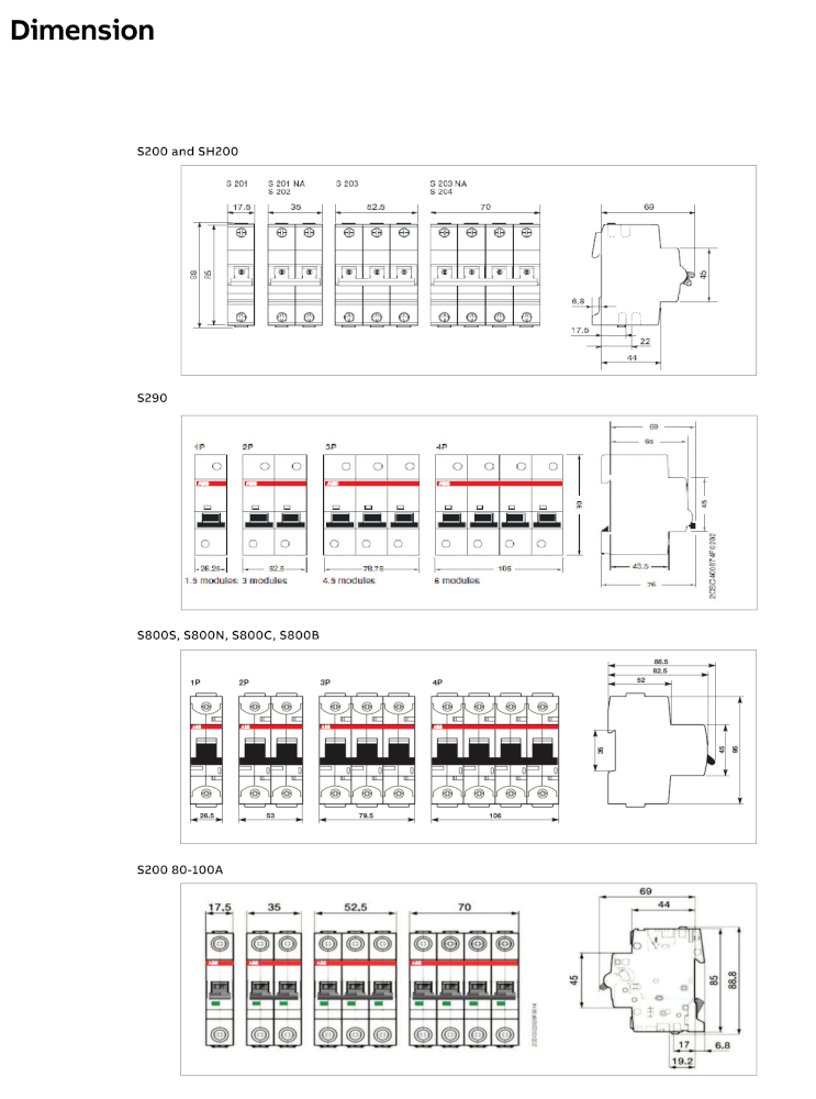 เซอร์กิตเบรกเกอร์ 50 แอมป์ 3 โพล 6kA ABB SH203-C50