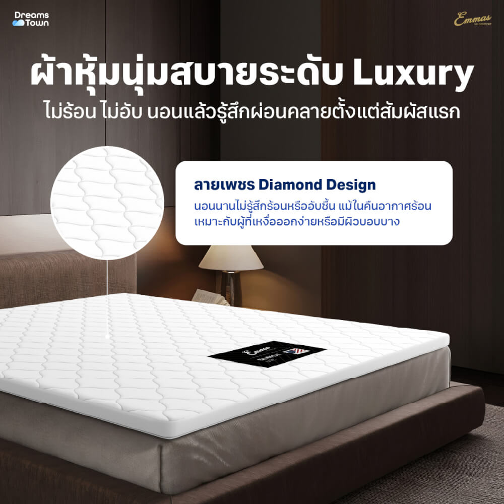 แผ่นรองนอน 6 ฟุต EMMAS BOSTON LITE TOPPER ความหนา 2 นิ้ว ยางพาราแท้