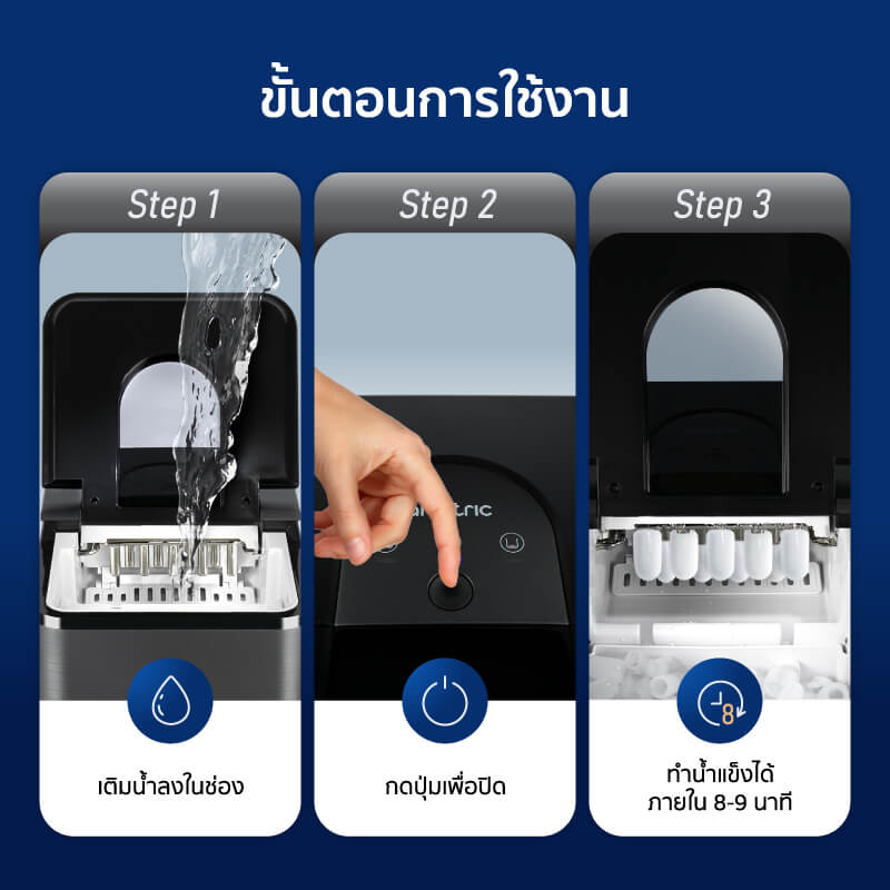 เครื่องทำน้ำแข็งอัตโนมัติ ALECTRIC รุ่น IC-A12 สีดำ