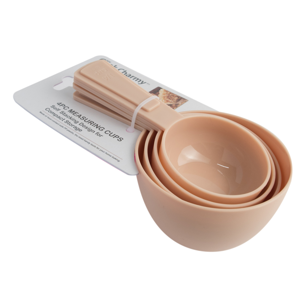 PLASTIC MEASURING CUP SET COOK CHARMY BEIGE PACK4